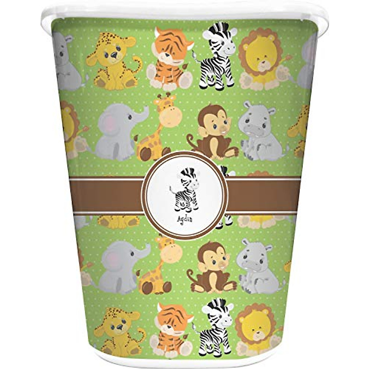 RNK Shops Safari Waste Basket - Double Sided (White) (Personalized)