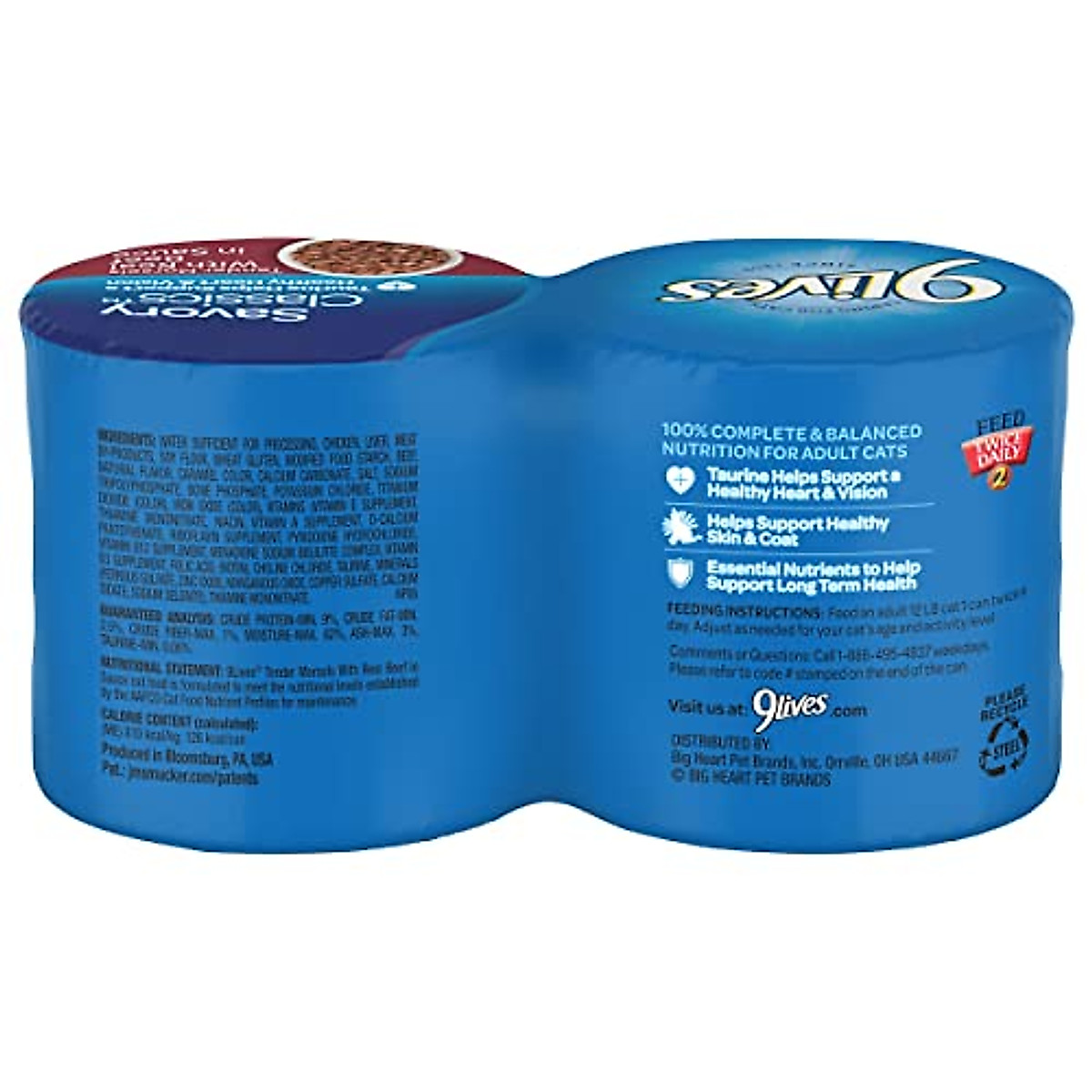 9Lives Tender Morsels With Real Beef In Sauce Wet Cat Food, 5.5 Ounce Can (Pack of 24)