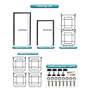 MIDYOO 2+3 Tier Adjustable Height Under Sink Organizers,Kitchen Storage Cabinet - Pots and Pans Organizer under Cabinet - Pots, Pans, and Lid Storage,Maximize Cabinet Space