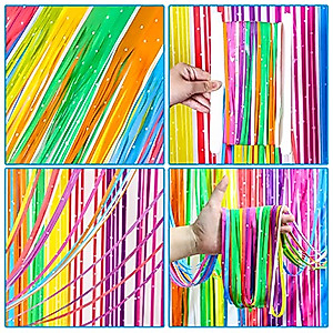 4Pack Rainbow Color Foil Fringe Curtain Metallic Tinsel Door Curtains Photo Booth Backdrop for Birthday Graduation Wedding Baby Shower Bridal Shower Christmas Party Decoration