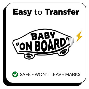 EPIC Goods Baby On Board Magnet for Cars, Trucks, Vans [2-Pack] Safety Sign Decal for Kids, Heavy-Duty Magnetic Bumper Sticker - Skateboarding, BMX, Baby Shower Registry Gift (Black/White - Magnets)