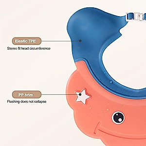 Denpetec Baby Shower Cap,Adjustable Bath Silicone Shower Cap for Kids,Large Hair Washing Hat for Toddlers