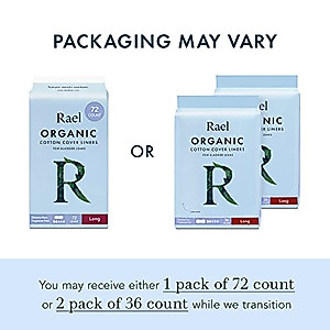 Rael Incontinence Liners for Women, Organic Cotton Cover - Postpartum Essential, Regular Absorbency, Bladder Leak Control, 4 Layer Core with Leak Guard Technology, (Regular, 72 Count)