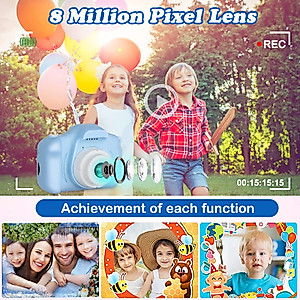 Zeacool Kids Camera, HD Digital Video Camera, Childrens Toys for 3 4 5 6 7 8 9 Year Old Boys/Girls, Selfie Camera for Kids, Christmas Birthday Gifts with 32GB SD Card (Blue)