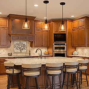 IMPIOIO Pendant Light Over Island Hanging Lighting Industrial Clear Glass Adjustable Cord for Sink Kitchen Island Dining Room, Black, 1 Pack