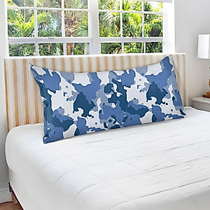 Blue Camo Pillow Cases King Size Soft Cozy Pillowcase with Zipper Skin-Friendly Velvet Pillow Covers for Bedroom Sofa Couch Home Decoration