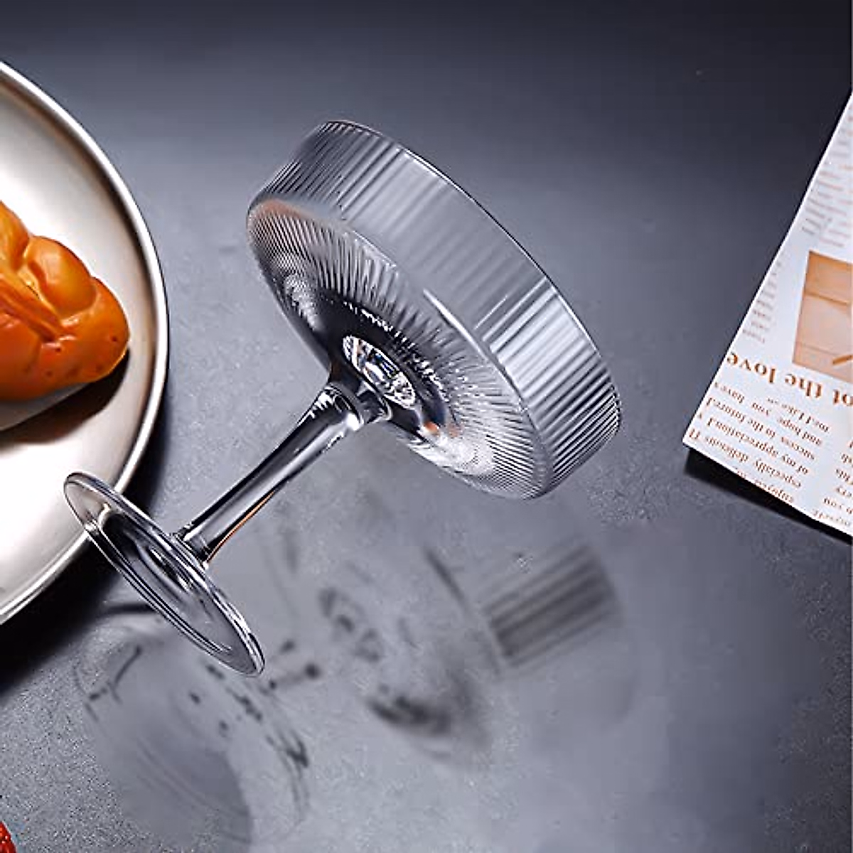 Montex 6 Pcs Ribbed Coupe Glasses, 7.5 oz Classic Vintage Cocktail Galssware, Pefect for Cocktail, Champagne and Gift