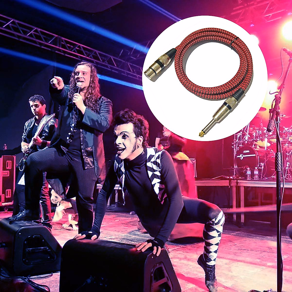 BIFALE XLR Female to 1/4 TS Cable 6ft 2Pack, Nylon Braided Microphone Cable TS 6.35mm Mono Jack Unbalanced Microphone Cable Heavy Duty Mic Cable