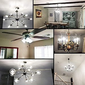 CRLight 8W 4000K LED Candelabra Bulb Daylight White, 80W Equivalent 800 LM Dimmable E12 LED Candle Bulbs, Upgraded Lengthened B11 Clear Glass Torpedo Shape Chandelier Light Bulbs, 4 Packs