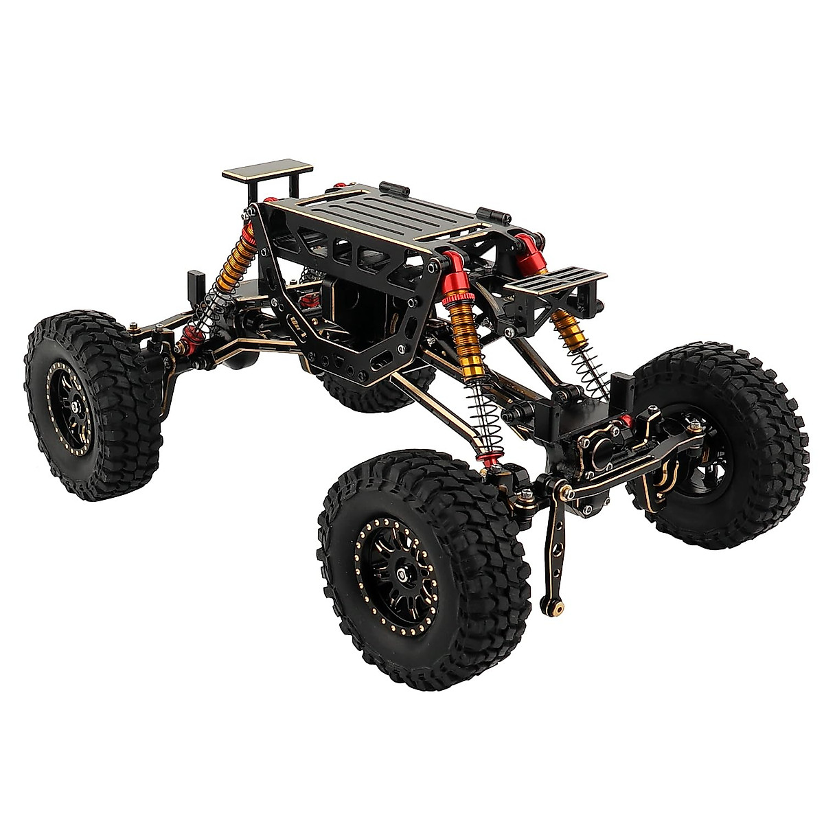 RZXYLRC Brass Assembled Car Chasiss Frame Kit with Axles Wheels Bumper (optional) for Axial 1/24 AX24 4WS XC Crawler Truck Model RC Car Upgrade Parts (with Wheels)