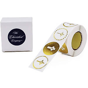 500 Christian Stickers | Faith Stickers for Baptism, Confirmation, Christening, First Communion | Gold Cross Religious Stickers