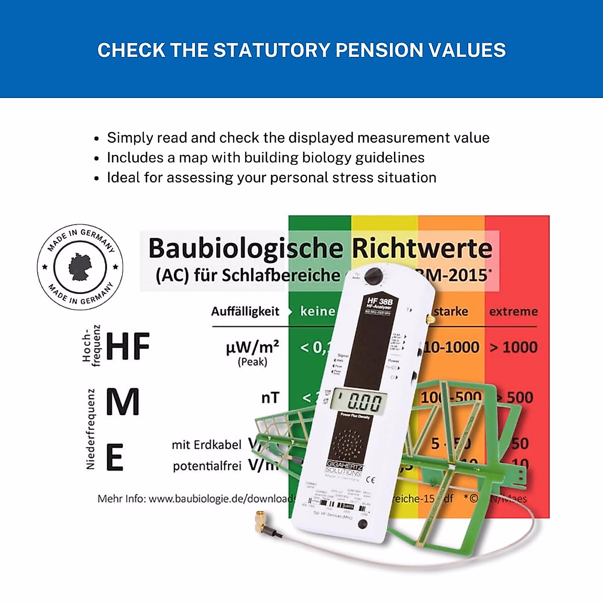 GIGAHERTZ SOLUTIONS HF38B RF Meter - 700MHz - 3.3GHz - 2 Year Warranty! Measures WiFi, Smart Meters, Cell Phones Etc.