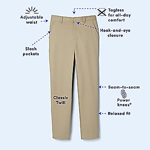 French Toast Boys' Adjustable Waist Relaxed Fit Pant (Standard & Husky), Navy Blue, 8 Slim