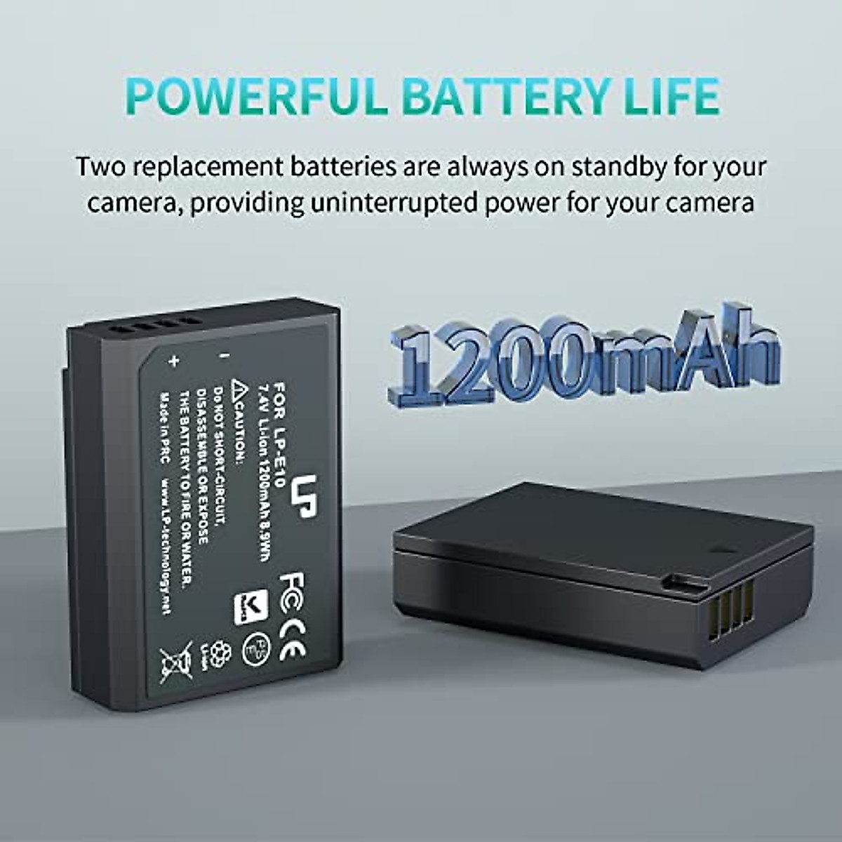 LP-E10 Battery Charger Pack, LP 2-Pack Battery & Dual Slot Charger, Compatible with Canon EOS Rebel T7, T6, T5, T3, T100, 4000D, 3000D, 2000D, 1500D, 1300D & More (Not for T3i T5i T6i T6s T7i)