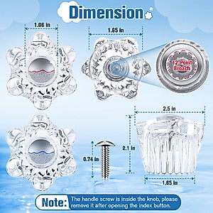 Enhon Shower Knob Replacement, Compatible with Pfister Contessa and Windsor Tub and Shower Faucets, 2 Piece Hot and Cold Faucet Handle Replacement, Newer Style, Clear Acrylic