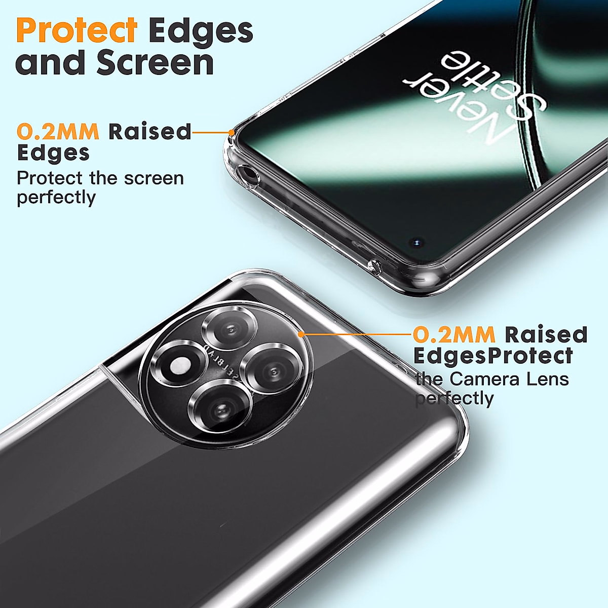 Oududianzi Case for Oneplus 11 5G,Non-Yellowing Shockproof Bumper Protective Phone Cover, Anti-Scratch Soft TPU Back(Transparent)