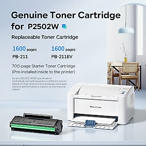 Pantum Laser Printer Black and White,Wireless Computer Printer Home Use,Small Compact Design, Monochrome P2502W Print Up to 23PPM (White), 13.27inW X 8.66inD X 7.01inH