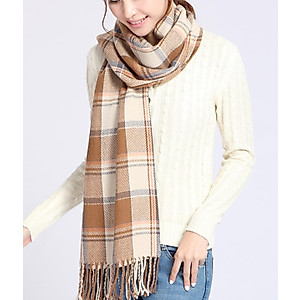 Wander Agio Womens Scarves Warm Long Shawl Wraps Wool Large Scarf Gird Beige