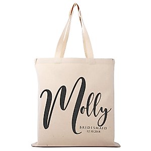 Lara Laser Works Single - Bridesmaid Proposal Gifts - Personalized Tote Bag for Women - Custom Cosmetic Bag for Girls w/Name - Wedding Bridal Party, Monogrammed Cosmetic Pouch - Natural Cotton