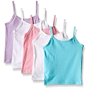 Hanes Girls Camisole, 100% Cotton Tagless Cami, Toddler Sizing, Multiple Packs & Colors Available Tank-top-undershirts, Gray/Pink/White - 2 Pack, 4-5T US