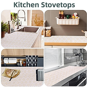 Shelf Liner for Kitchen Cabinets Non Adhesive Drawer Liner Non-Slip Thickened Shelf Liner Paper Strong Easy to Clean for Tool Box Refrigerator with Knife and Tape Measure, Gold Arrow, 11.8 x 118 in