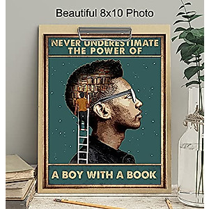 Black African American Wall Art - Inspirational Motivational Classroom Decor - Black Culture Poster - African American Man, Men, Boys, Son - Teacher Gifts - Positive Quotes - Black Pride