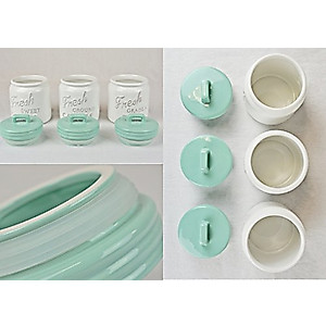 DII Kitchen Accessories Collection Ceramics, Jar Canister Set, Aqua, 3