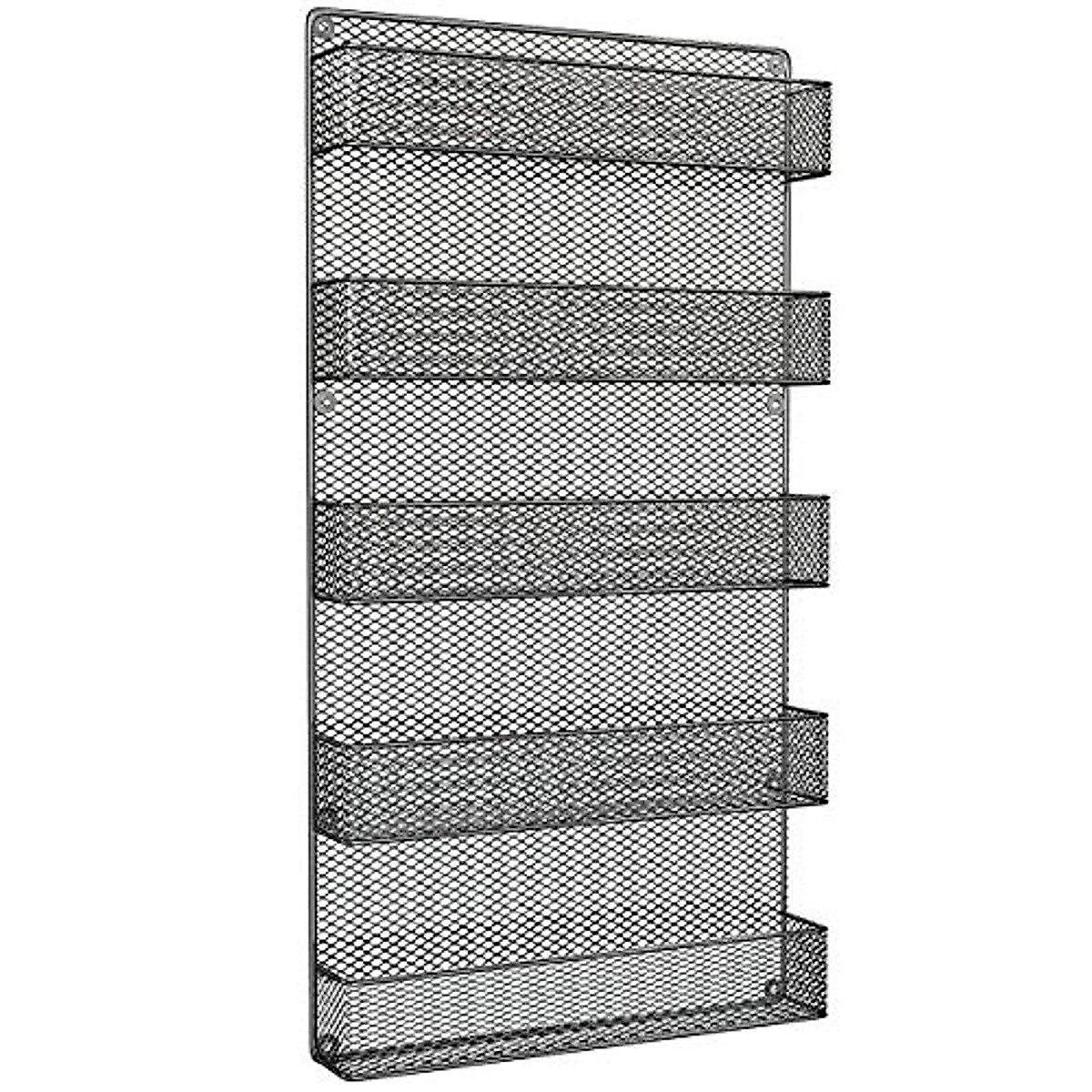 Spice Rack Organizer – Space Saving Wall Mount 5-Tier Wire Shelves for Pantry or Cabinets – Kitchen Organization and Storage by Home-Complete (Black)