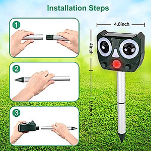 Solar Animal Pest Solar Motion Activated Cat Deterrent Cat Deterrent Outdoor Snake Repellent for Yard Powerful Dog Repellent for Yard Motion Cat Repellent Outdoor Racoon Repellant Products Outdoor