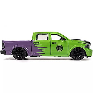 Marvel 1:24 Dodge Ram 1500 Die-Cast Car & 2.75" Incredible Hulk Figure, Toys for Kids and Adults