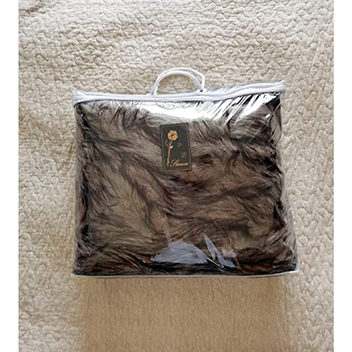 Starose Luxurious Faux Fur Throw Fake Wolf Fur Throw Blanket Couch Throw Bedspread Comforter Large Size (Brown, King)