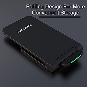 Folding 15W Wireless Charging Stand, Stand Compatible with All Phones,Phone Charger for iPhone 14/13/12/SE 2020/11/XR/XS/X/8, Samsung Galaxy S22 S21 S20 S10 S9 S8/Note 20 Ultra/10/9, Black