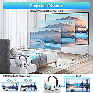 Mini Projector Built in DVD Player, FELEMAN 1080P HD Portable Bluetooth Projector with HiFi Speaker, 8500L Home Theater Movie Projector Compatible with HDMI/TV Stick/AV/USB/Smartphone