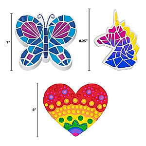 Creative Roots Mosaic Butterfly, Unicorn, & Heart Stepping Stone, Includes 3-Pack 7-Inch Ceramic DIY Stepping Stone & 6 Vibrant Paints, Paint Your Own Stepping Stone for Kids Ages 8+