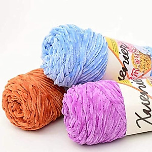 red Solid Color Hand Woven Thick Crochet Thread Chenille Velvet Yarn Soft Wrapping for Craft Scarves Sports Blankets 100g
