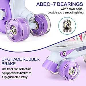 Roller Skates for Kids, Shine Skates 4 Size Adjustable Roller Skates with Light up Wheels for Girls, Teens, Outdoor Rollerskates for Beginners & Advanced | Purple, S - 10C-13C (Small, Purple)