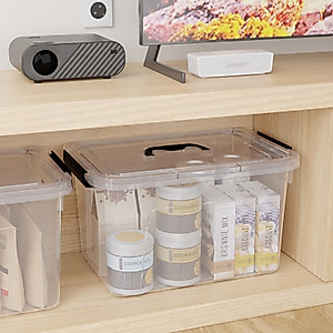 Neadas 12 Quarts Clear Latch Storage Bins with Lid, Clear Plastic Storage Latching Box with Handle, 6 Packs