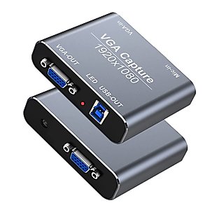 VGA Capture Card, VGA to USB Capture Device with VGA Loopout, Mic Input Support HD 720P Video for Gaming, Streaming, Teaching, Video Conference, Live Broadcasting