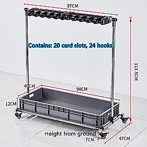 Movable Mop Broom Holder Utility Floor Standing Cleaning Tool Cart,Housekeeping Cart,Stainless Steel Mop Rack Umbrella Storage Stand ,with Universal Wheels,for Garden,Garage,Factories,Restaurant ( Siz
