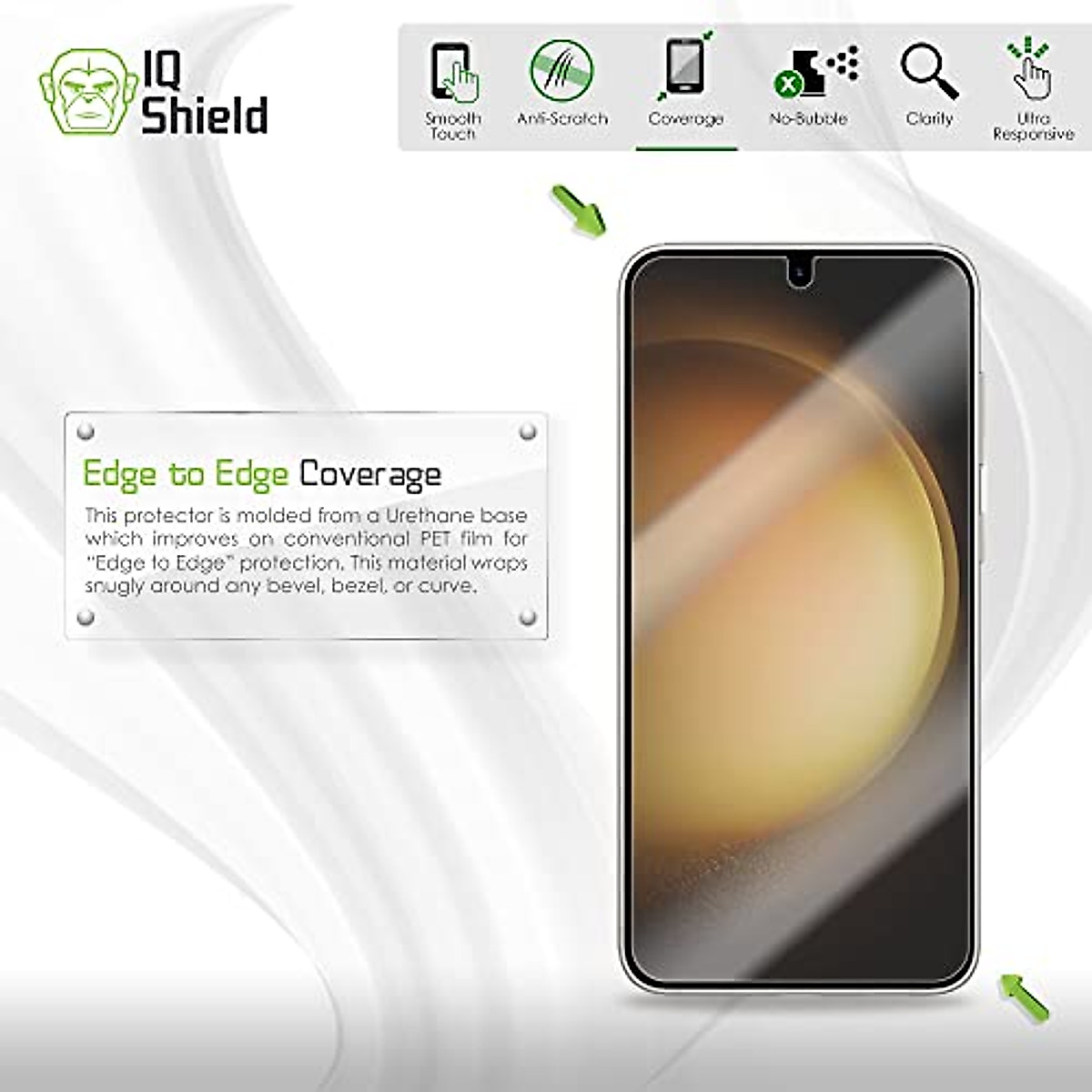IQShield Screen Protector Compatible with Samsung Galaxy S23 5G (2-Pack) Anti-Bubble Clear TPU Film