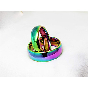 Fashion Month 5mm Tungsten Carbide Ring Rainbow Gay Lesbian Wedding Engagement Colorful LGBT Pride Band Size 7