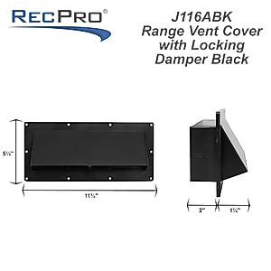 RecPro RV Range Vent Exterior Cover with Locking Damper | Black