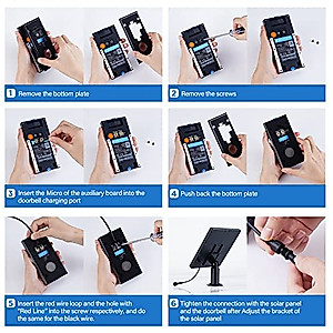 Ayotu Waterproof Solar Panel Only for Video Doorbell (2020 Release), 5V/3.5W(Max) Output Continuous Charging, 3.8M/12ft Cable with Wall Mount (NOT Include Doorbell), Black