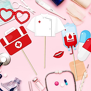 Generic Nurse Photo Booth Props 31 Packs Nurse Graduation Party Decoration Photo Booth Props Nurse Selfie Props