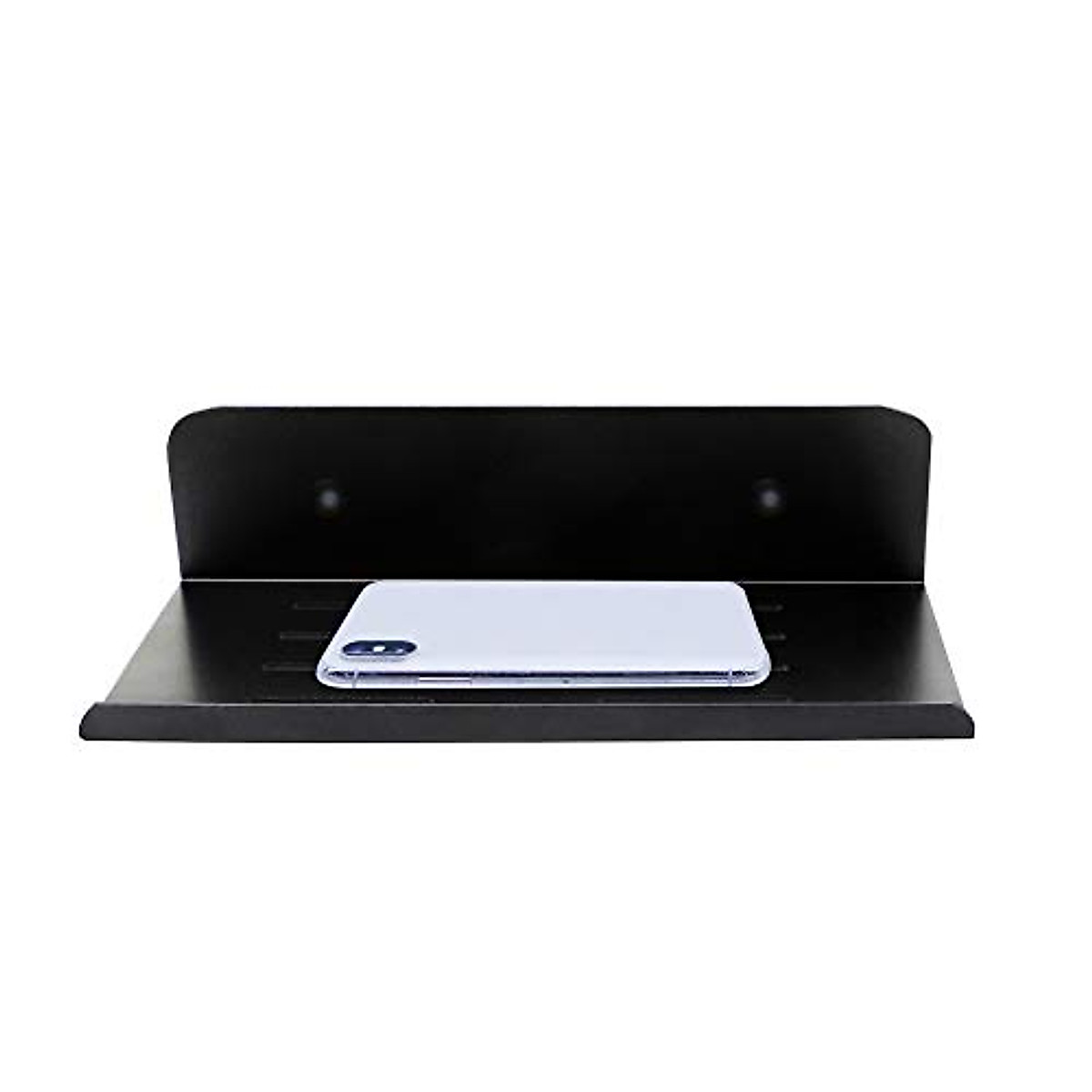 SinLoon 7.8 Inch Small Shelf in Flat Satin Aluminum Bathroom Shelf Wall Mount for Small Speaker Smartphone, Tablet, Toiletries (Black)