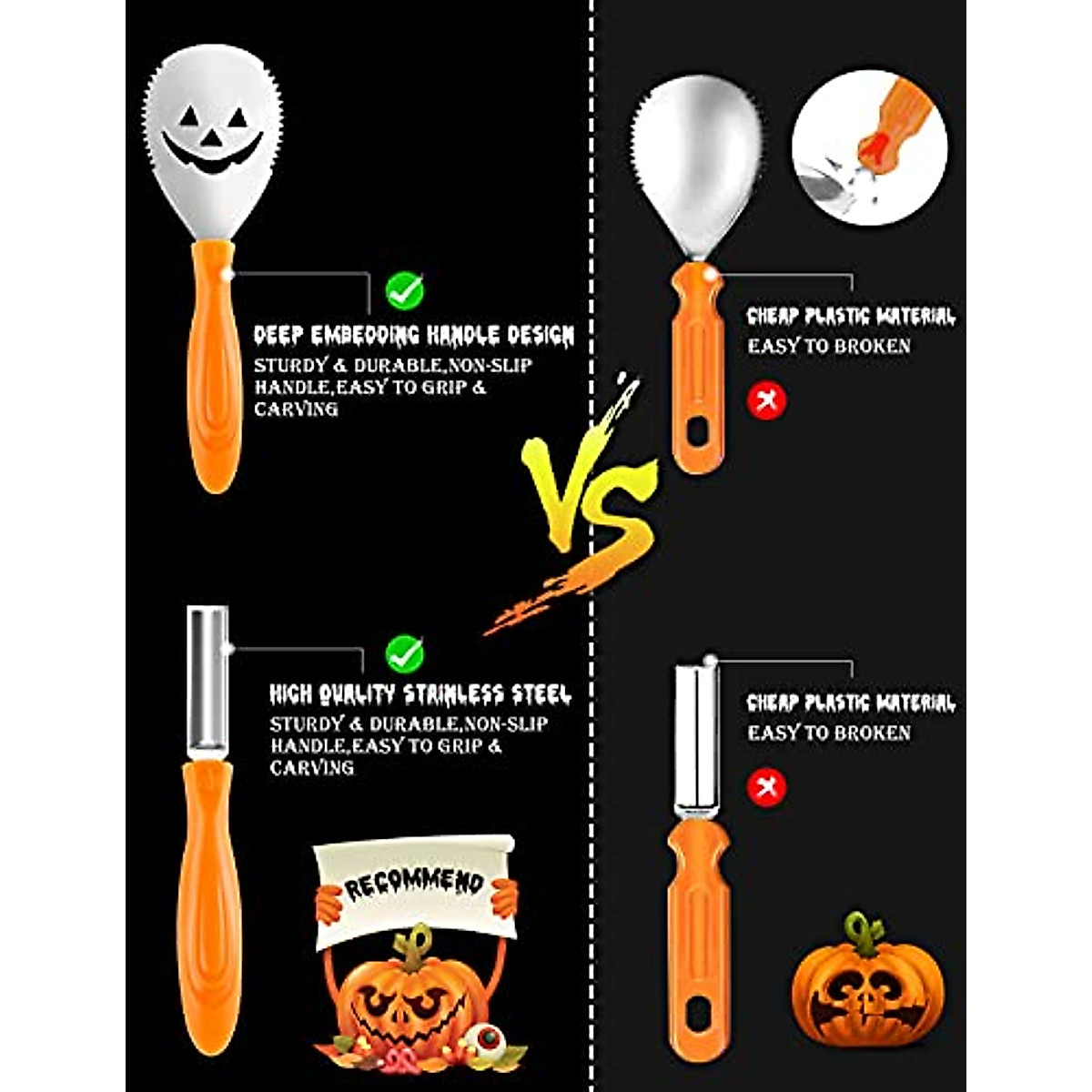 Halloween Pumpkin Carving Kit, 7 PCS Stainless Steel Professional pumpkin cutting carving supplies tools Kit, Pumpkin Carving Set with Carrying Case