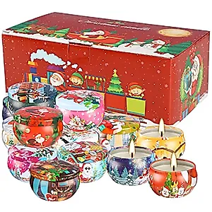 Christmas Scented Candles Gift Sets, Natural Soy Wax 2.5 Oz Unit Portable Travel Tin Perfect for Women Anniversary - 16 Pack