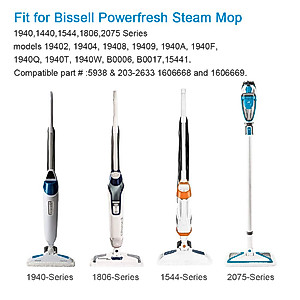 4 Pack Steam Mop Pads Replacement for Bissell Powerfresh Steam Mop 1940 1440 1544 1806 2075 Series, Model 5938 19402 19404 19408 19409 1940A 1940F 1940Q 1940T 1940W, Microfiber Washable, Reusable
