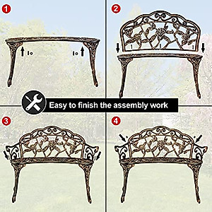 TTY Store Patio Garden Bench Park Bench Loveseats for Outdoor Porch, Patio, Lawn, Balcony, Backyard and Indoor Metal Material Bench