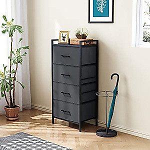 LINSY HOME 4 Drawer Dresser for Bedroom, Tall Dressers Storage Drawers, Tower Organizer Unit for Hallway, Entryway, Closets, Sturdy Steel Frame, Wood Top